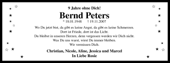 Traueranzeigen von Bernd Peters | Trauer-in-NRW.de