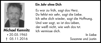 Traueranzeigen von Michael Kemnitz | Trauer-in-NRW.de