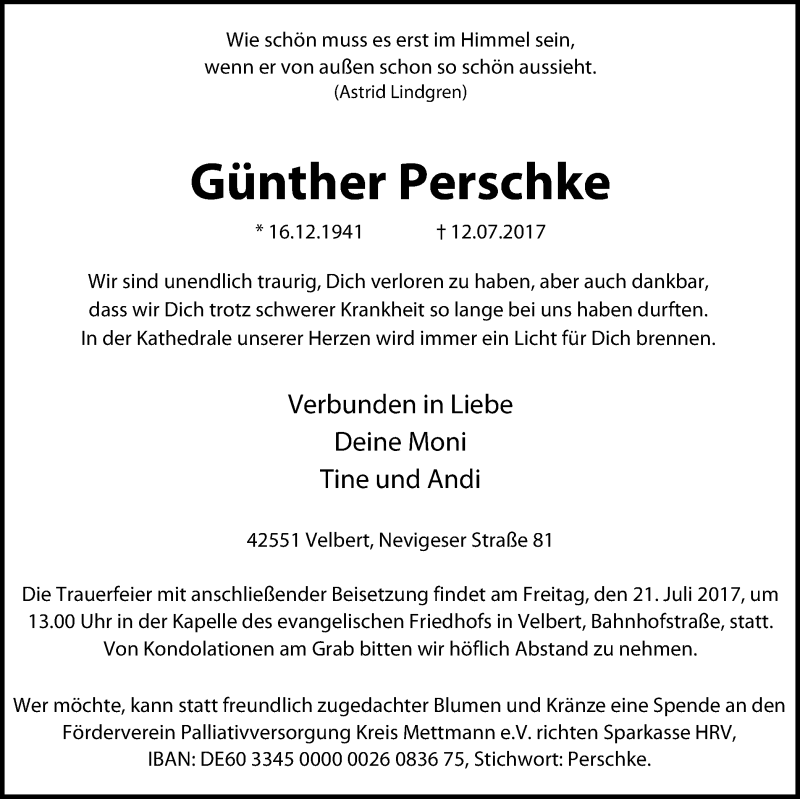 Traueranzeigen von Günther Perschke | Trauer-in-NRW.de Traueranzeigen von Günther Perschke | Trauer-in-NRW.de