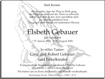 Traueranzeigen von Elsbeth Gebauer | Trauer-in-NRW.de