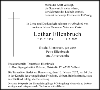 Traueranzeigen von Lothar Ellenbruch | Trauer-in-NRW.de