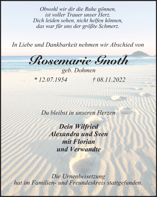Traueranzeigen von Rosemarie Gnoth | Trauer-in-NRW.de Traueranzeigen von Rosemarie Gnoth | Trauer-in-NRW.de