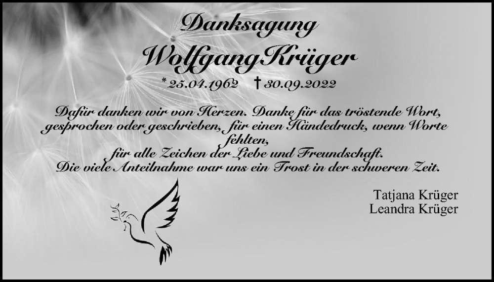 Traueranzeigen von Wolfgang Krüger | Trauer-in-NRW.de Traueranzeigen von Wolfgang Krüger | Trauer-in-NRW.de