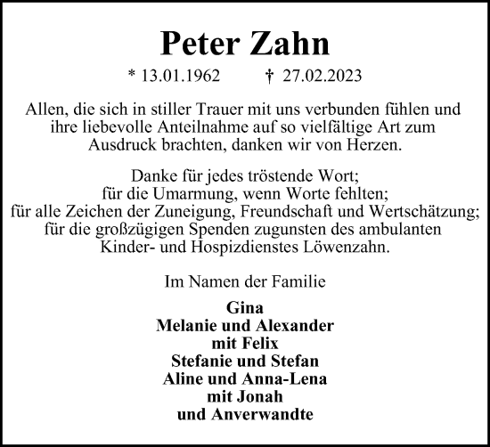 Traueranzeigen von Peter Zahn | Trauer-in-NRW.de