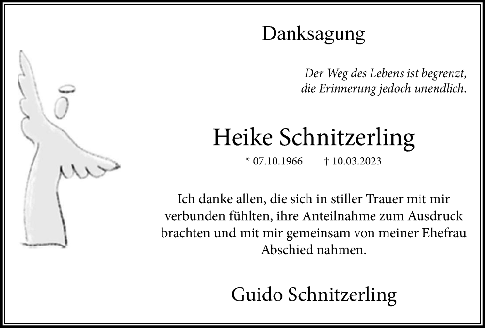 Traueranzeigen von Heike Schnitzerling | Trauer-in-NRW.de