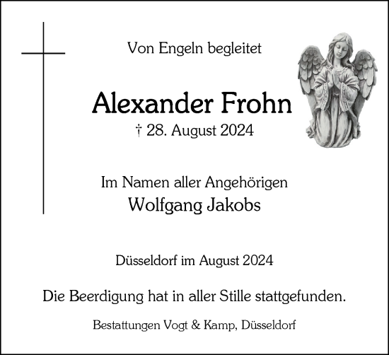 Traueranzeigen von Alexander Frohn | Trauer-in-NRW.de