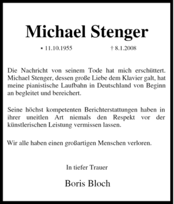 Traueranzeigen von Michael Stenger | Trauer-in-NRW.de