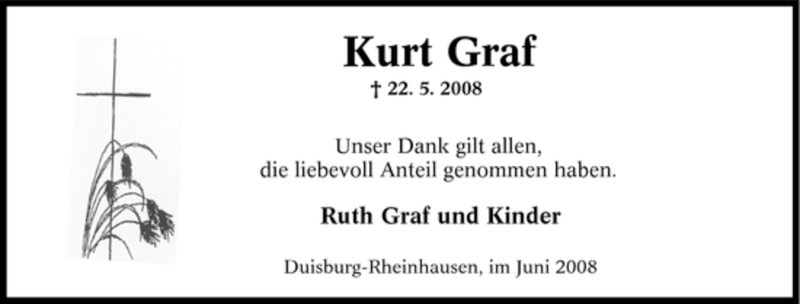 Traueranzeigen von Kurt Graf | Trauer-in-NRW.de