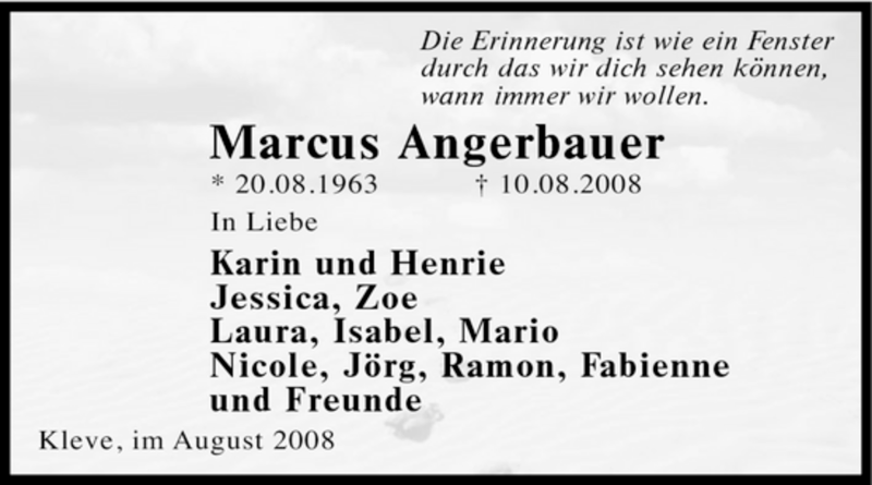 Traueranzeigen von Marcus Angerbauer | Trauer-in-NRW.de