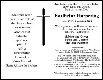 Traueranzeigen von Karlheinz Harpering | Trauer-in-NRW.de