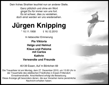 Traueranzeigen von Jürgen Knipping | Trauer-in-NRW.de