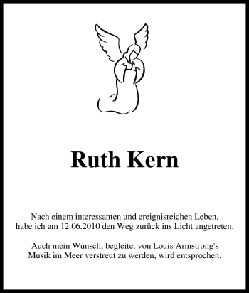 Traueranzeigen von Ruth Kern | Trauer-in-NRW.de