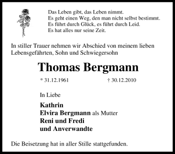 Traueranzeigen von Thomas Bergmann | Trauer-in-NRW.de