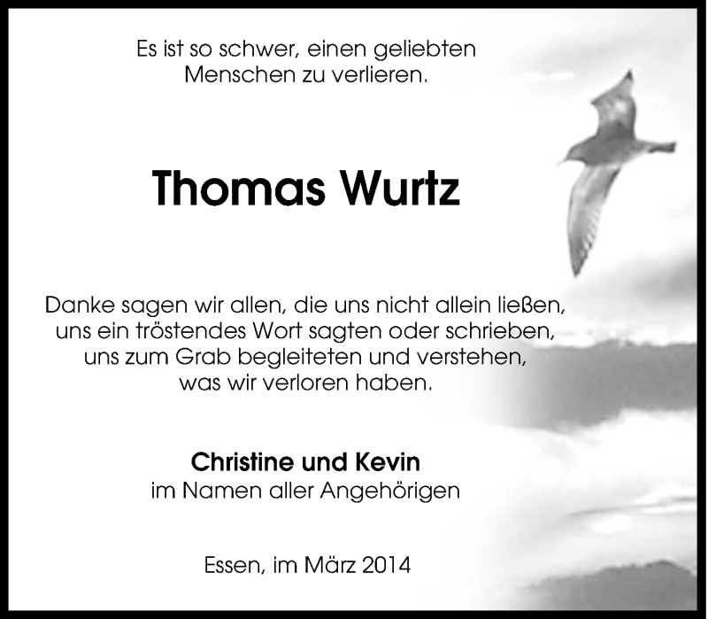 Traueranzeigen von Thomas Wurtz | Trauer-in-NRW.de