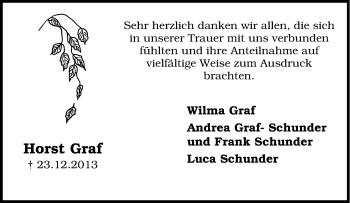 Traueranzeigen von Horst Graf | Trauer-in-NRW.de
