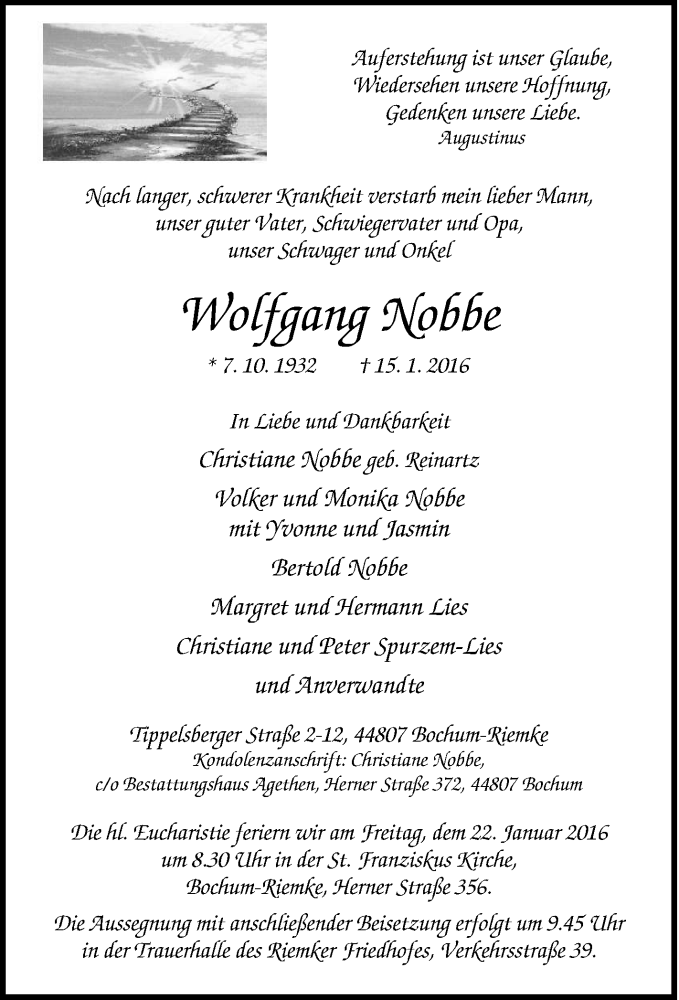 Traueranzeigen von Wolfgang Nobbe | Trauer-in-NRW.de Traueranzeigen von Wolfgang Nobbe | Trauer-in-NRW.de